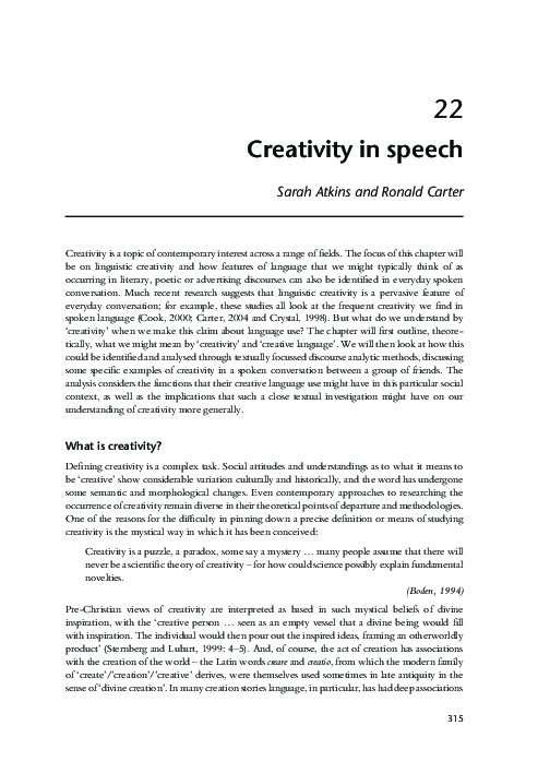 (PDF) Creativity in speech