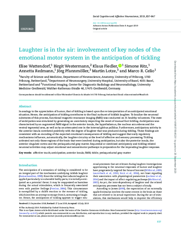 (PDF) Laughter is in the air: involvement of key nodes of the emotional ...