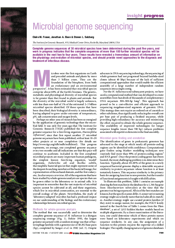 (PDF) Microbial genome sequencing
