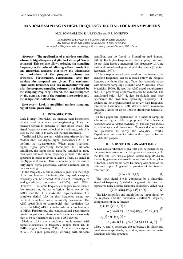 (PDF) Random sampling in high-frequency digital lock-in amplifiers