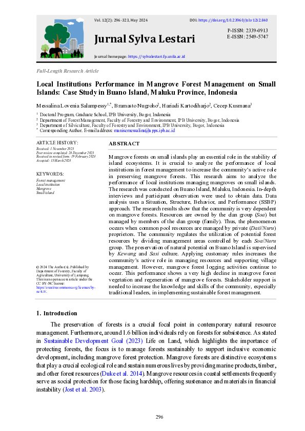 (PDF) Local Institutions Performance in Mangrove Forest Management on ...