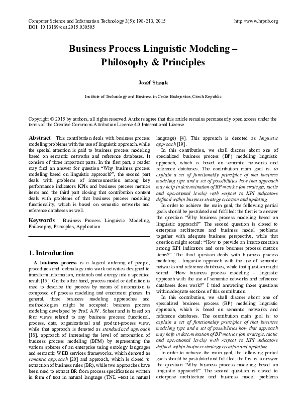 (PDF) Business Process Linguistic Modeling – Philosophy & Principles