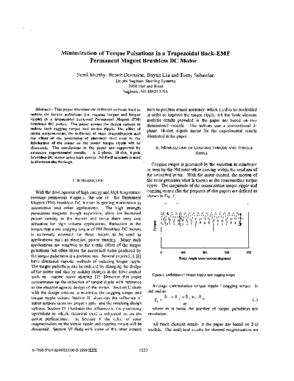 (PDF) Minimization of torque pulsations in a trapezoidal back-EMF ...