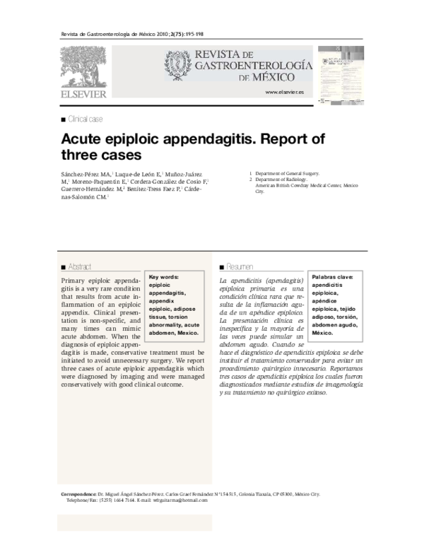 (PDF) Acute epiploic appendagitis. Report of three cases