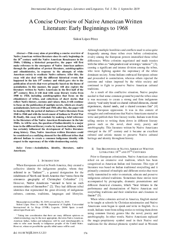 (PDF) A Concise Overview of Native American Written Literature: Early ...