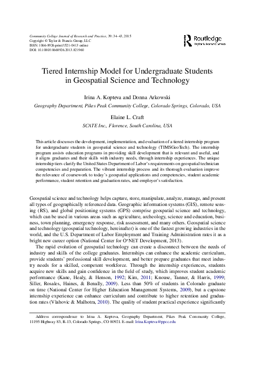 (PDF) Tiered Internship Model for Undergraduate Students in Geospatial ...