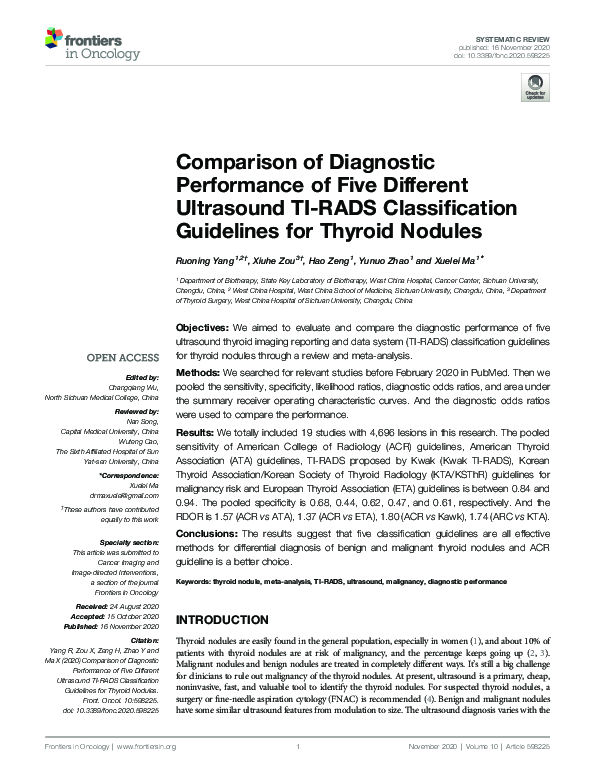 (PDF) Comparison of Diagnostic Performance of Five Different Ultrasound ...