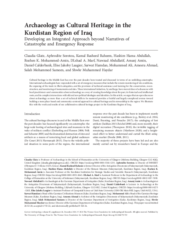 (PDF) Glatz, C., Sorotou, A., Rasheed, K. Hama, H.A., Mohammed-Amin, R ...