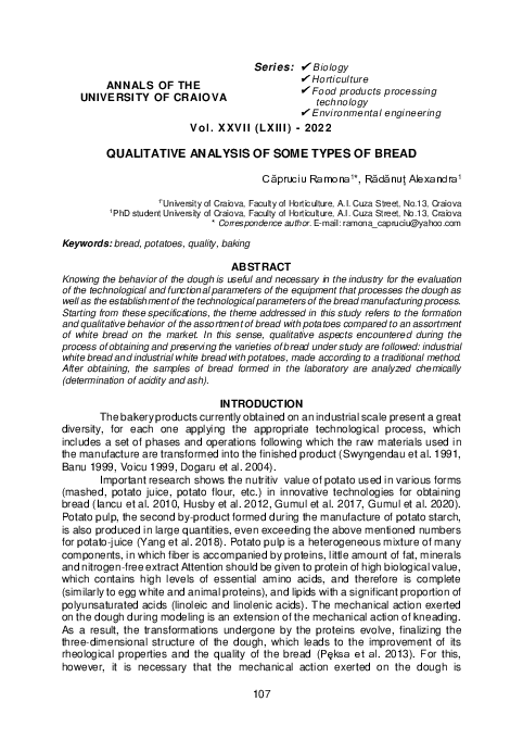 (PDF) Qualitative Analysis of Some Types of Bread