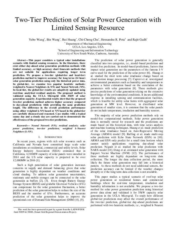 (PDF) Two-Tier Prediction of Solar Power Generation with Limited ...
