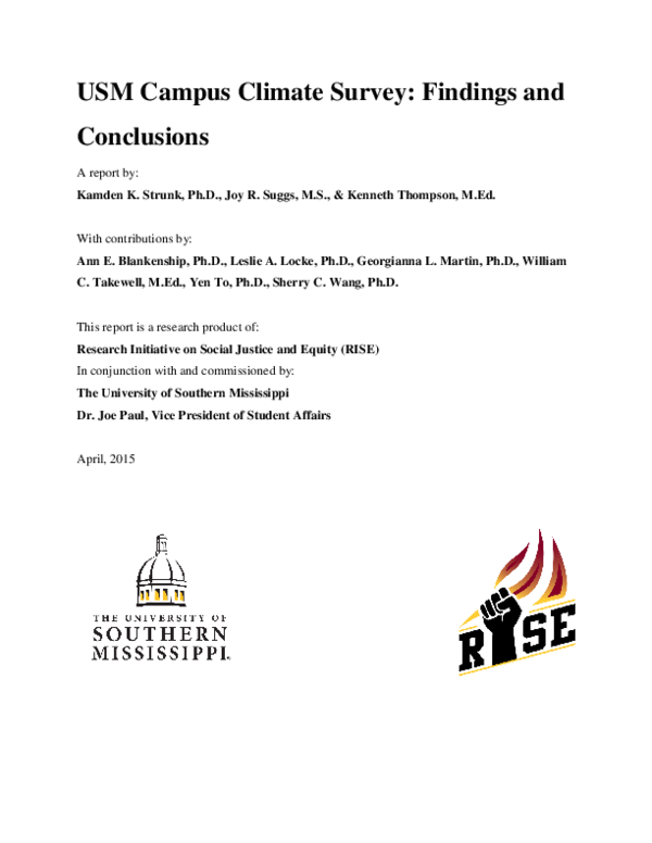 (PDF) The USM campus climate survey: Findings and recommendations