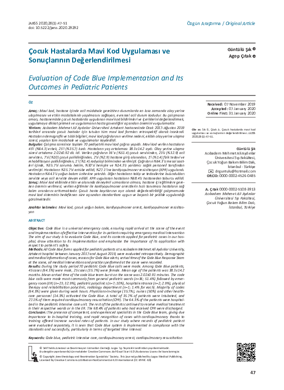 (PDF) Evaluation of Code Blue Implementation and Its Outcomes in ...