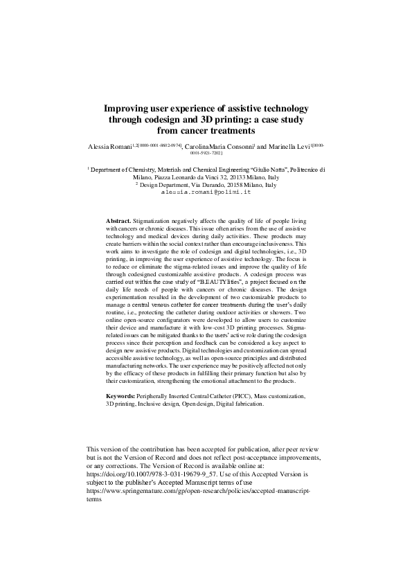(PDF) Improving User Experience of Assistive Technology Through Codesign and 3D Printing: A Case ...