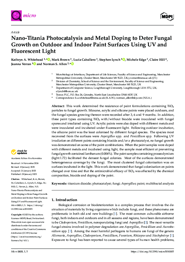 (PDF) Nano-Titania Photocatalysis and Metal Doping to Deter Fungal ...