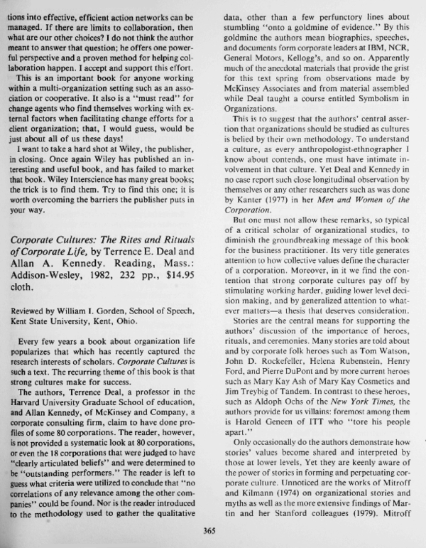 (PDF) Corporate Cultures: The Rites and Rituals of Corporate Life