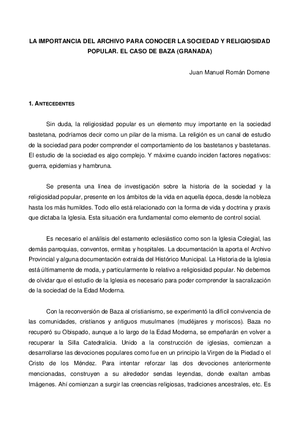 (PDF) La importancia del archivo para conocer la sociedad y religiosidad popular. El caso de ...