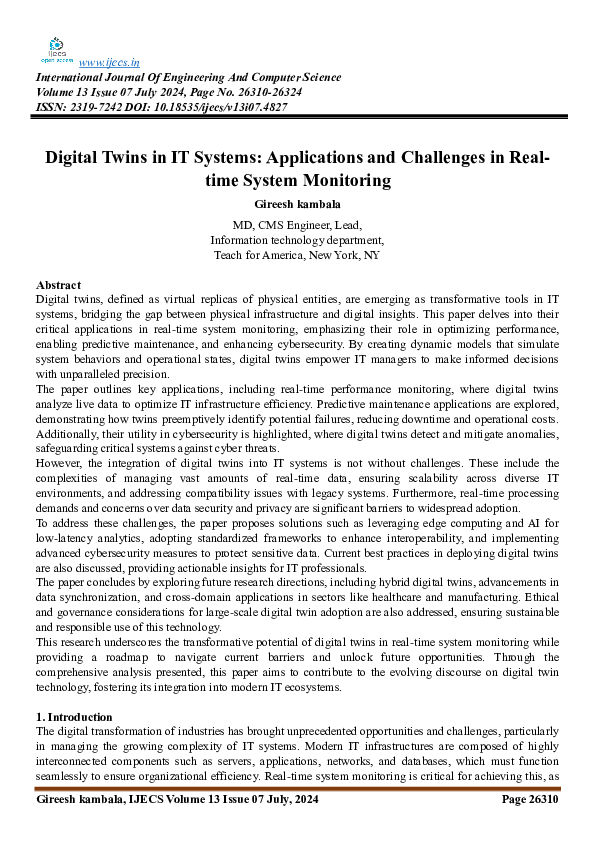 (PDF) Digital Twins in IT Systems: Applications and Challenges in ...