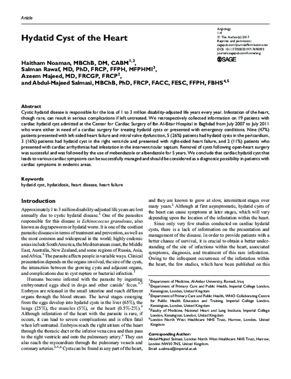 (PDF) Hydatid Cyst of the Heart