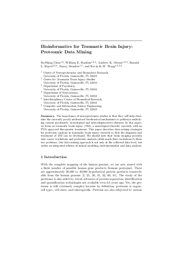 (PDF) Bioinformatics for Traumatic Brain Injury: Proteomic Data Mining