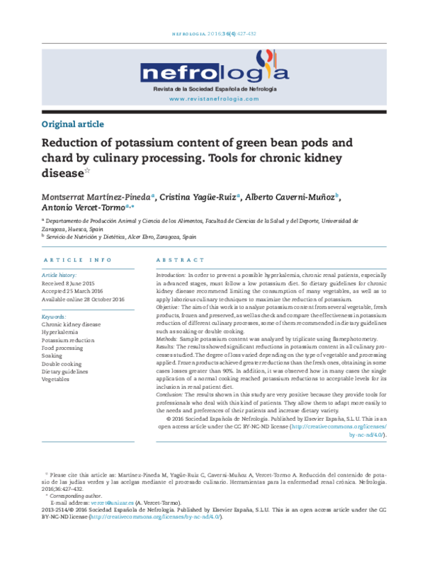 (PDF) Reduction of potassium content of green bean pods and chard by ...