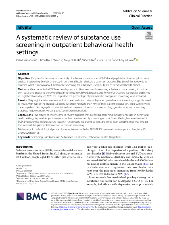 (PDF) A systematic review of substance use screening in outpatient ...