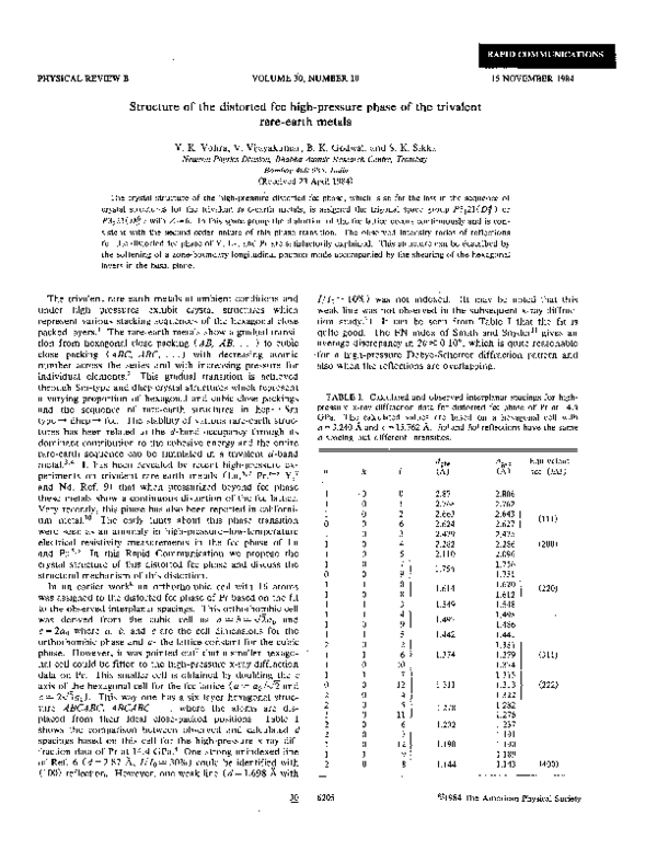 (PDF) Structure of the distorted fcc high-pressure phase of the ...
