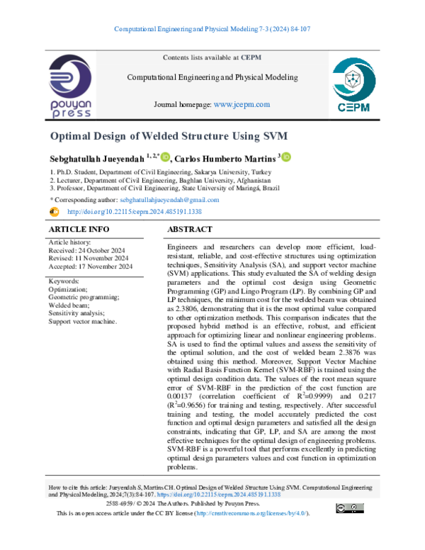 (PDF) Optimal Design of Welded Structure Using SVM