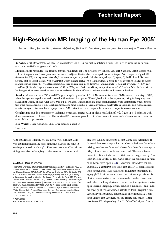 (PDF) High-resolution MR imaging of the human eye 2005
