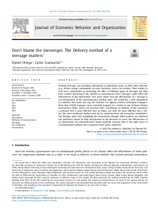 (PDF) Don’t blame the messenger. The Delivery method of a message matters