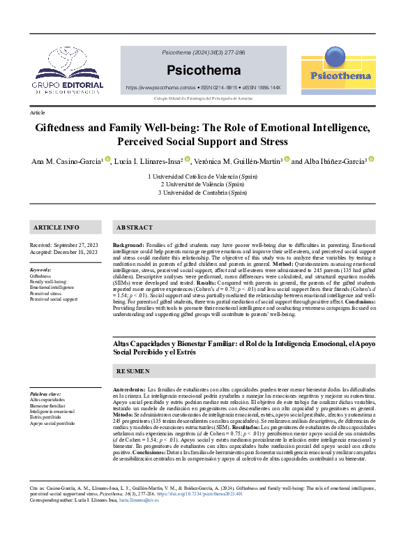 (PDF) Giftedness and Family Well-being: The Role of Emotional ...