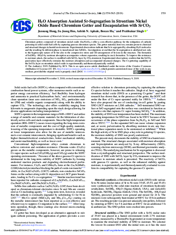 (PDF) H2O Absorption Assisted Sr-Segregation in Strontium Nickel Oxide ...