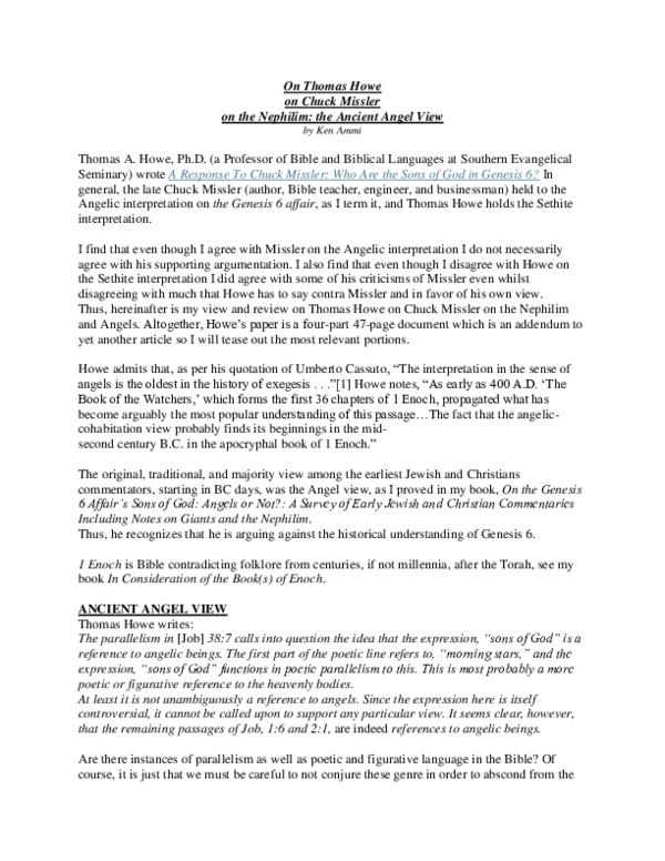 (PDF) On Thomas Howe on Chuck Missler on the Nephilim: the Ancient ...