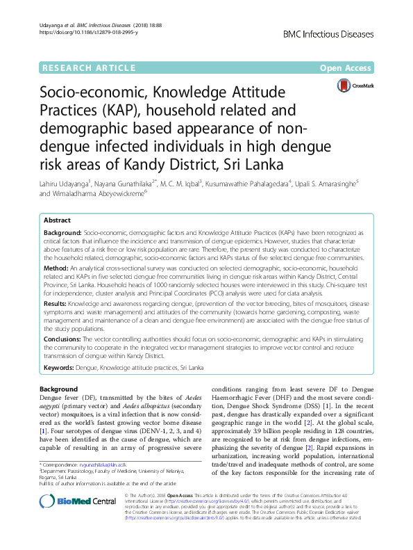 (PDF) Socio-economic, Knowledge Attitude Practices (KAP), household related and demographic ...