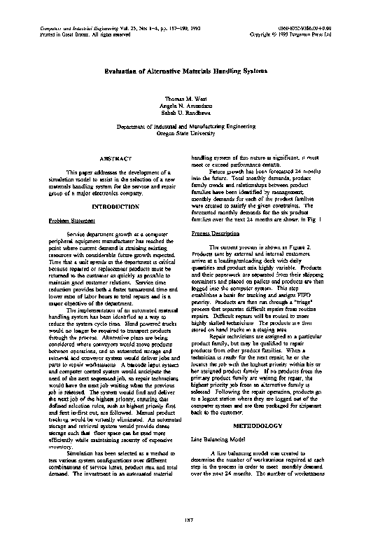 (PDF) Evaluation of alternative materials handling systems
