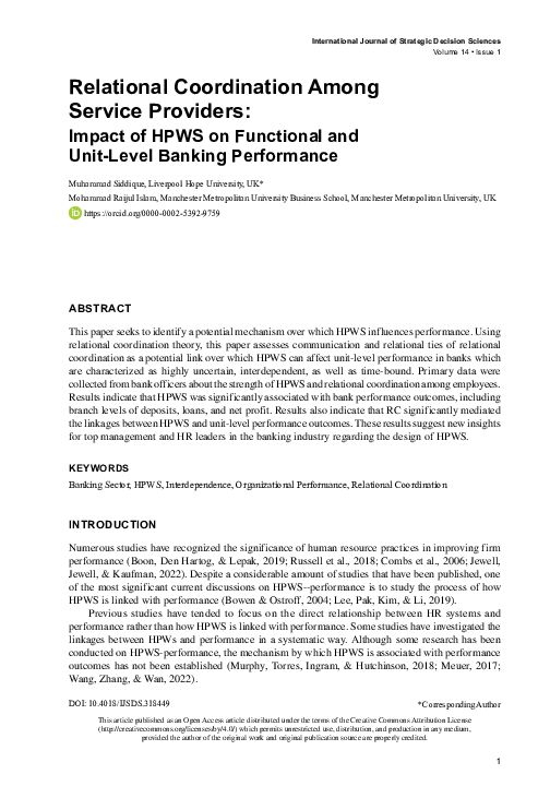 (PDF) Relational Coordination Among Service Providers