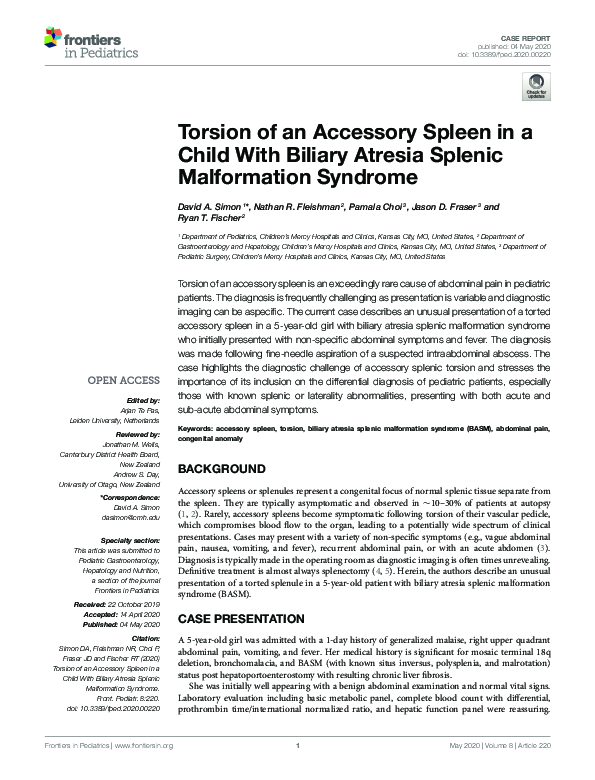 (PDF) Torsion of an Accessory Spleen in a Child With Biliary Atresia ...