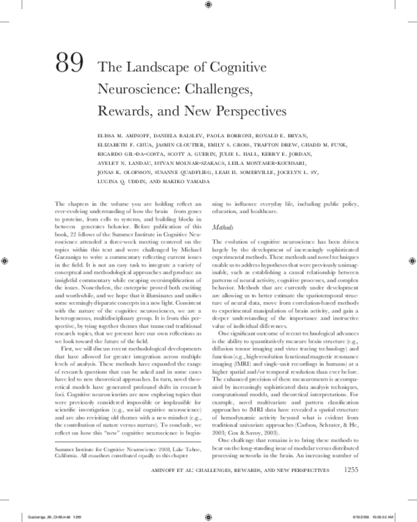 (PDF) The Landscape of Cognitive Neuroscience: Challenges, Rewards, and ...