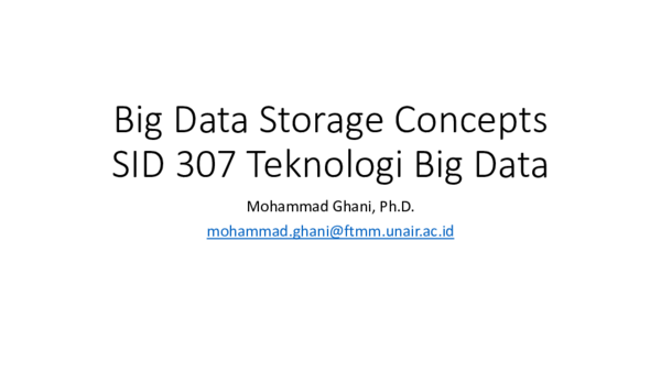 (PDF) Big Data Storage Concepts SID 307 Teknologi Big Data