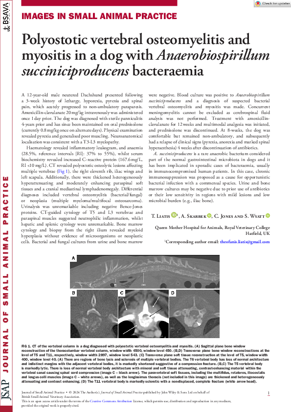 (PDF) Polyostotic vertebral osteomyelitis and myositis in a dog with ...