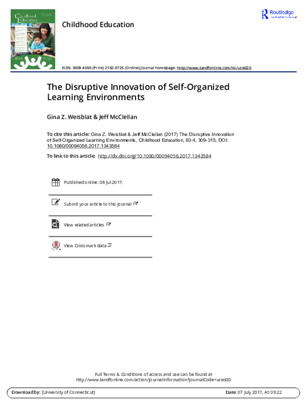 (PDF) The Disruptive Innovation of Self-Organized Learning Environments