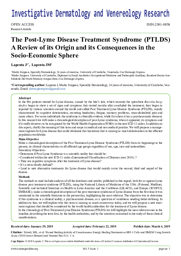 (PDF) The Post-Lyme Disease Treatment Syndrome (PTLDS) a review of its ...