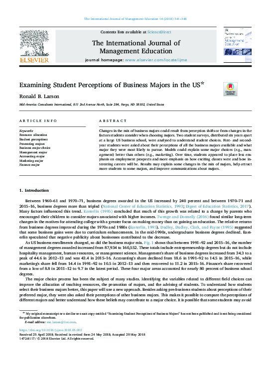 (PDF) Examining Student Perceptions of Business Majors in the US
