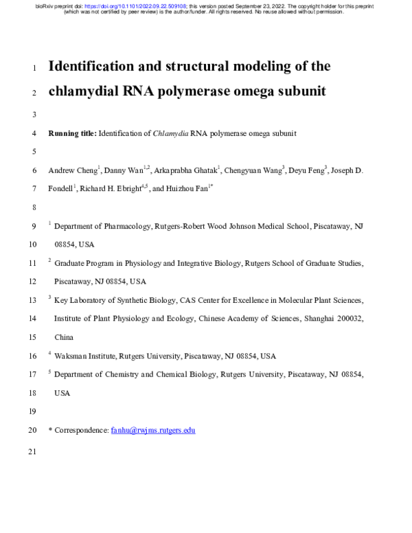 (PDF) Identification and structural modeling of the chlamydial RNA ...