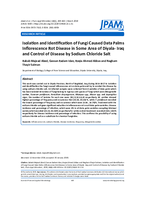 (PDF) Isolation and Identification of Fungi Caused Data Palms ...