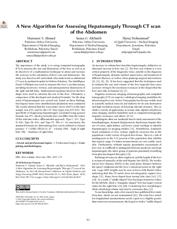 (PDF) A New Algorithm for Assessing Hepatomegaly Through CT Scan of the ...