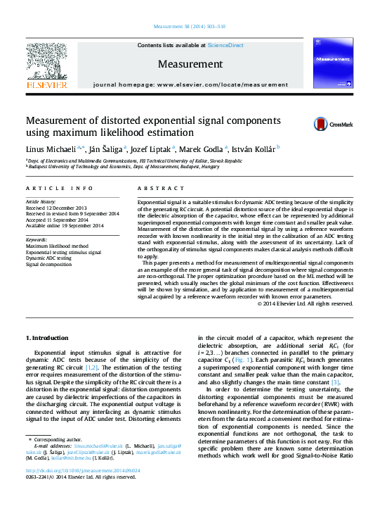 Pdf Measurement Of Distorted Exponential Signal Components Using 3251