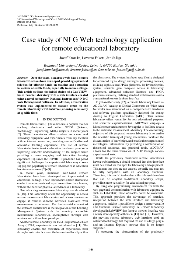 (PDF) Case study of NI G Web technology application for remote ...