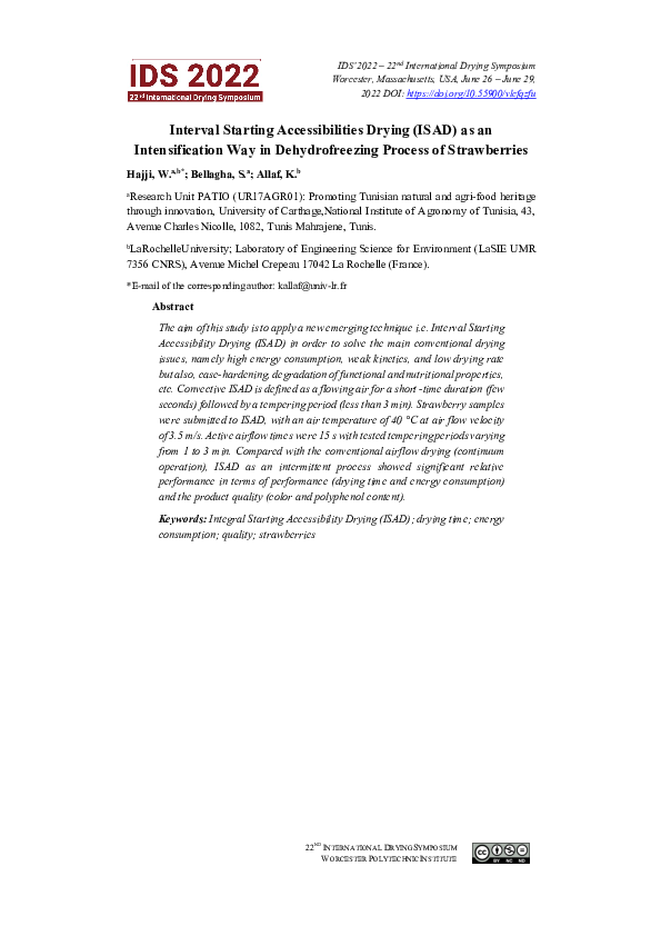 (PDF) Interval Starting Accessibilities Drying (ISAD) as an intensification step in ...
