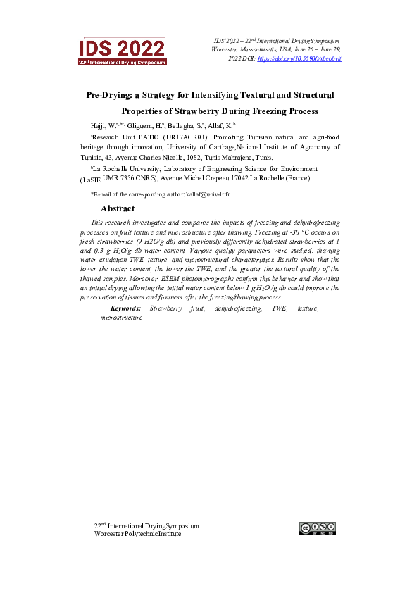 (PDF) Pre-drying: a strategy for intensifying textural and structural ...
