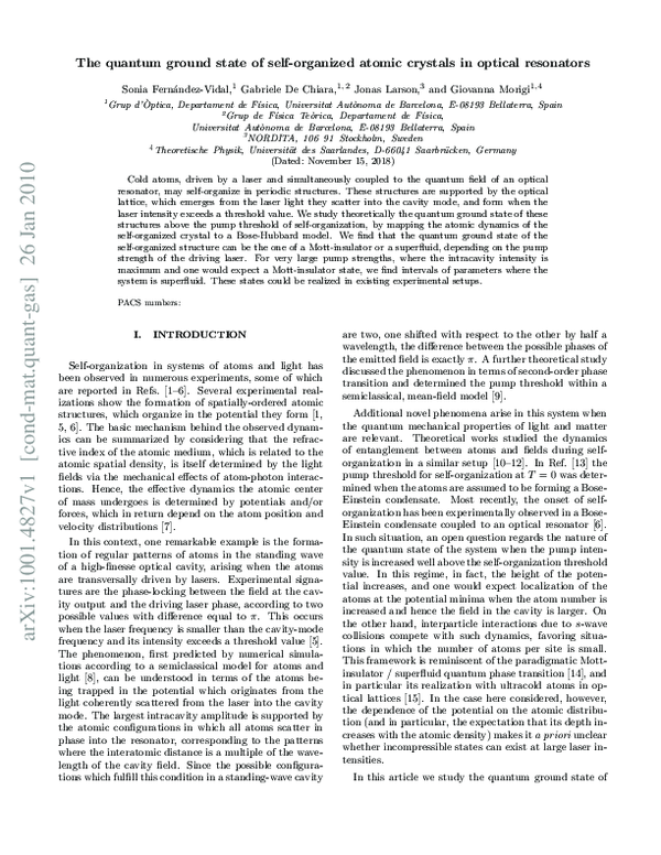 (PDF) Quantum ground state of self-organized atomic crystals in optical ...